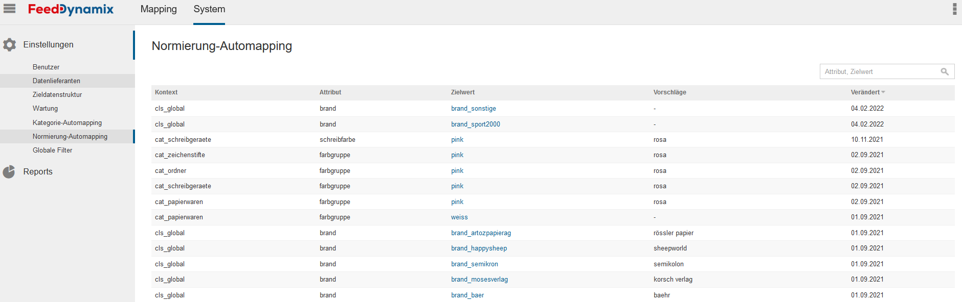 Normierung-Automapping